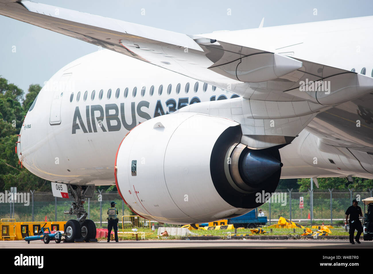 Singapore - February 4, 2018: The Rolls-Royce Trent XWB engine of an ...