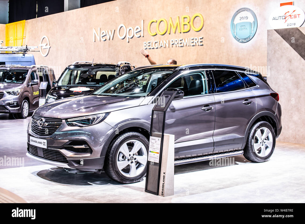 Brussels, Belgium, Jan 2019: OPEL Grandland X at Brussels Motor Show, PSA EMP2 platform, compact ...
