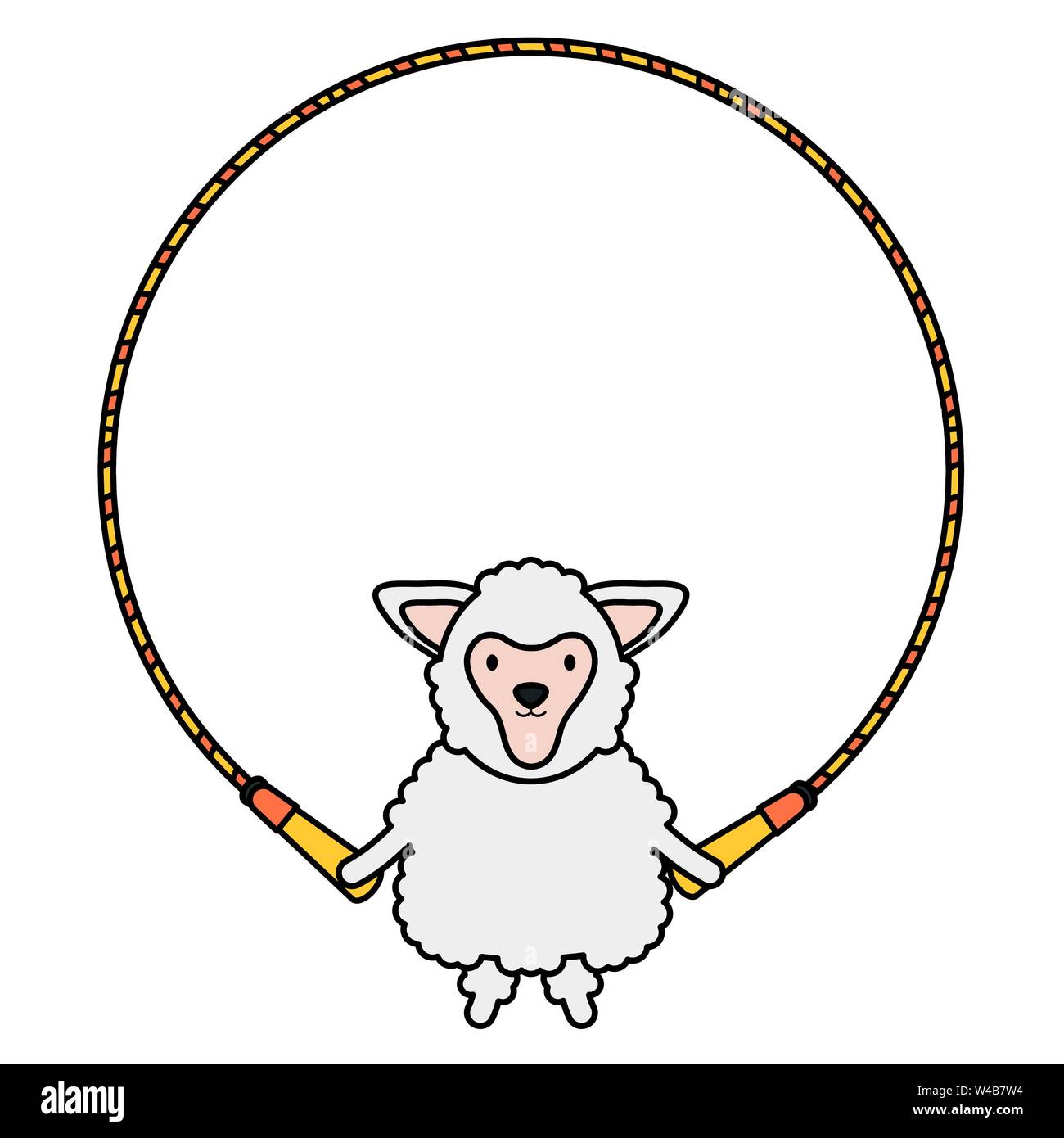 cute sheep jumpin rope childish character vector illustration design ...