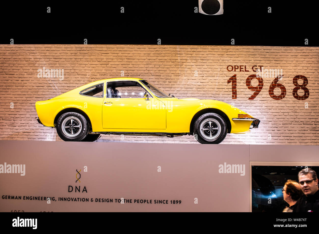 Brussels, Belgium, Jan 2019 old classic vintage yellow Opel GT 1968 ...