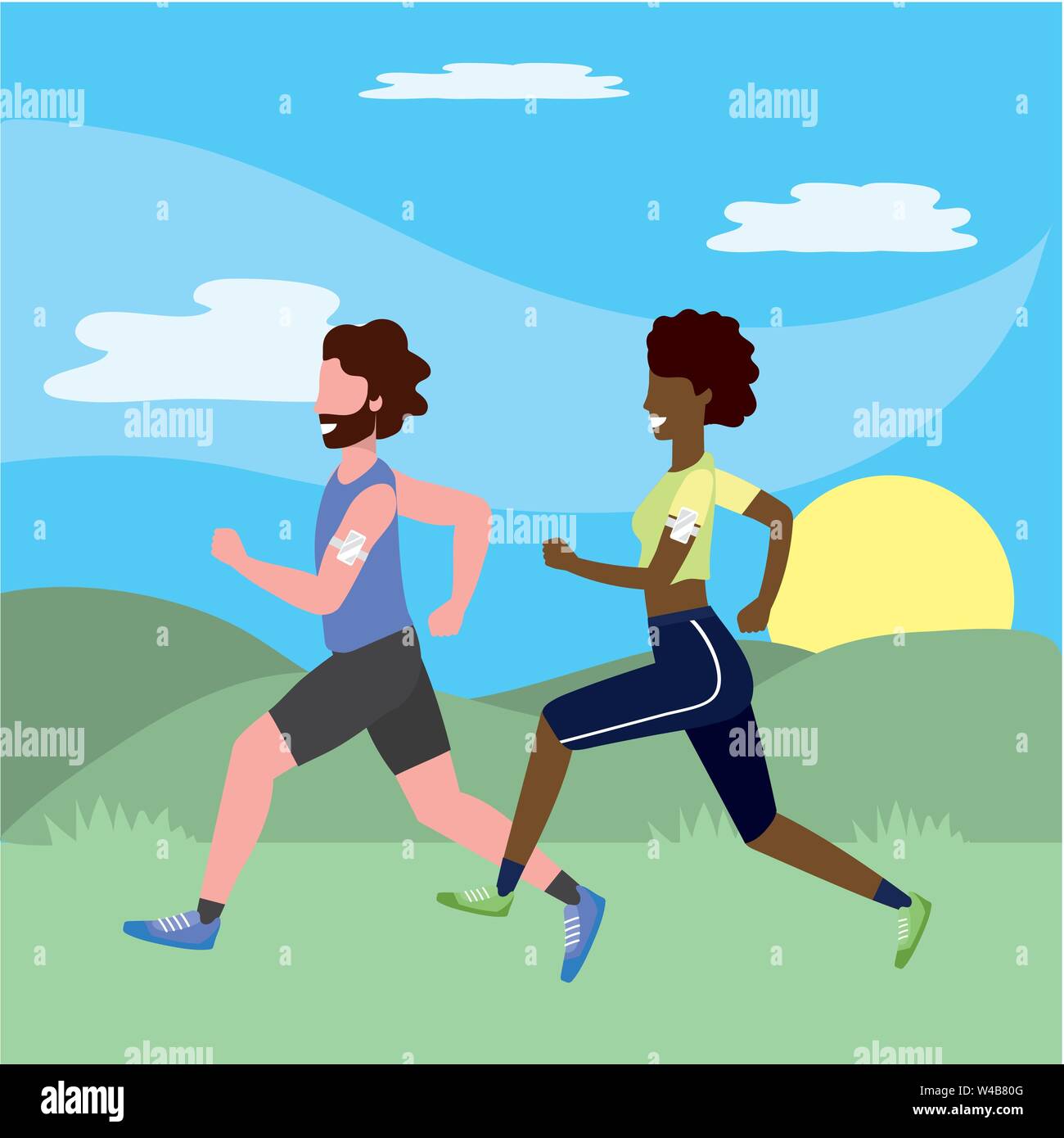 fitness exercise couple running workout healthy fit lifestyle outdoor ...