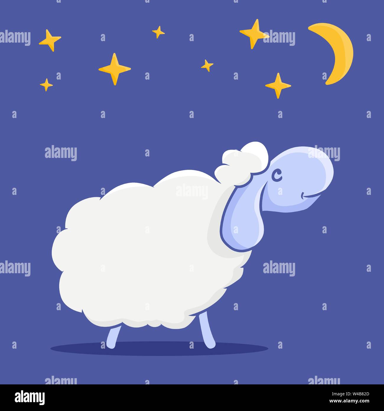 Character sheep cute night card for concept design. Baby illustration ...