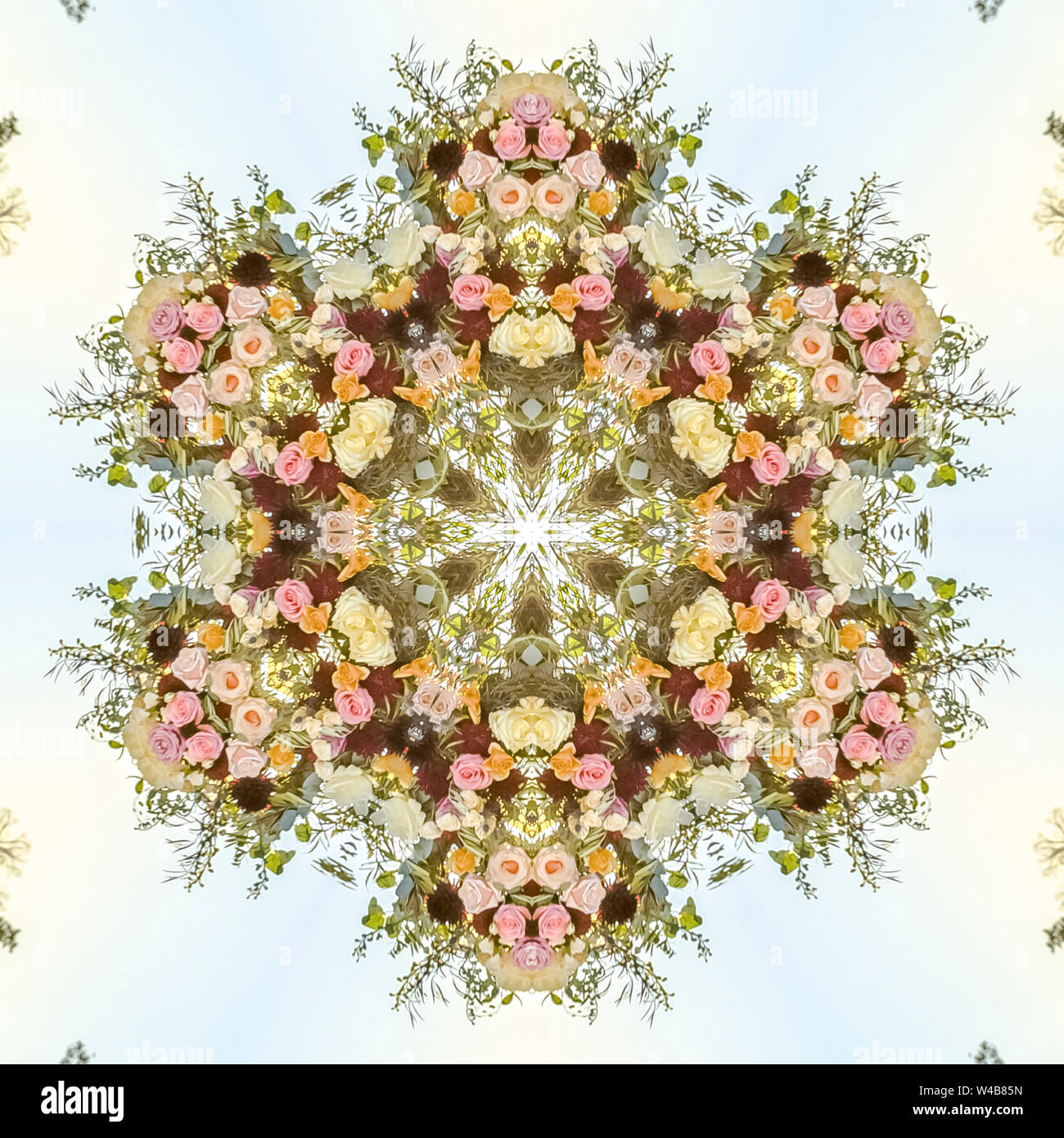Circular geometric flower design with floral colors at a wedding ...