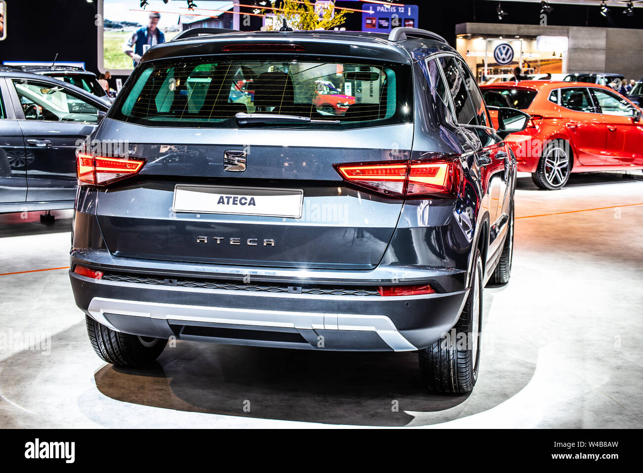 Brussels, Belgium, Jan 2019: Seat Ateca at Brussels Motor Show, compact ...