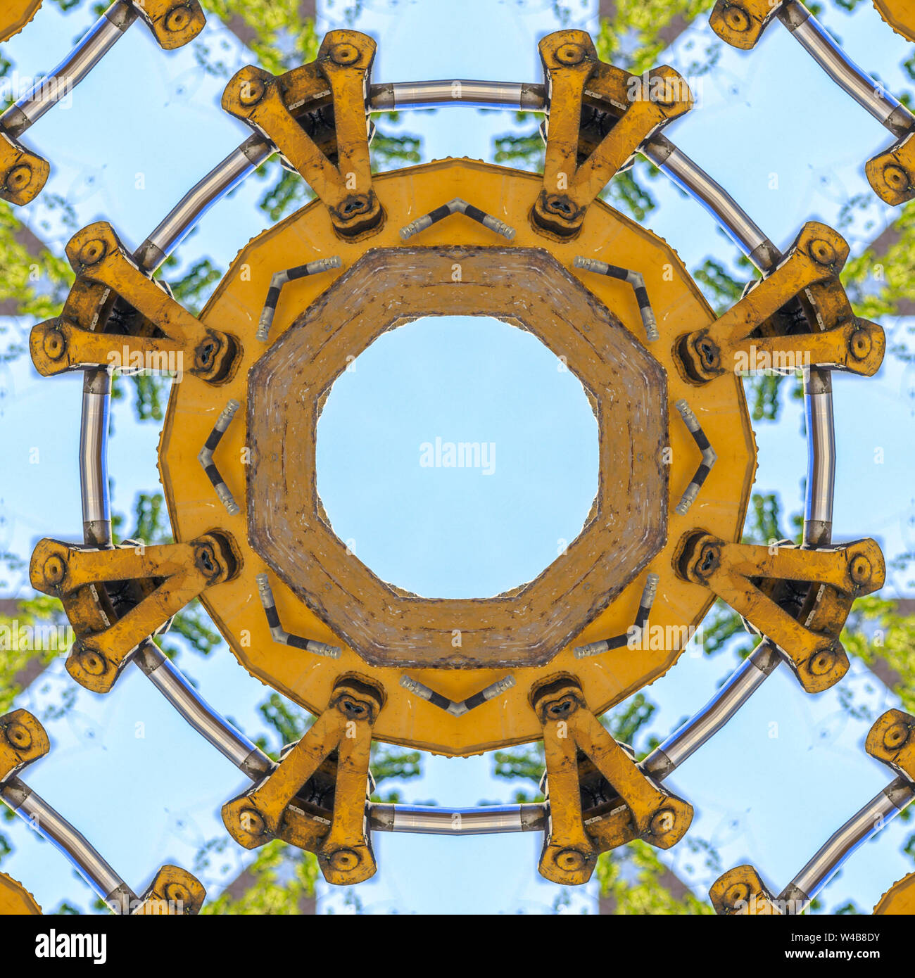 Circular tractor emblem made with a part in photo. Geometric ...