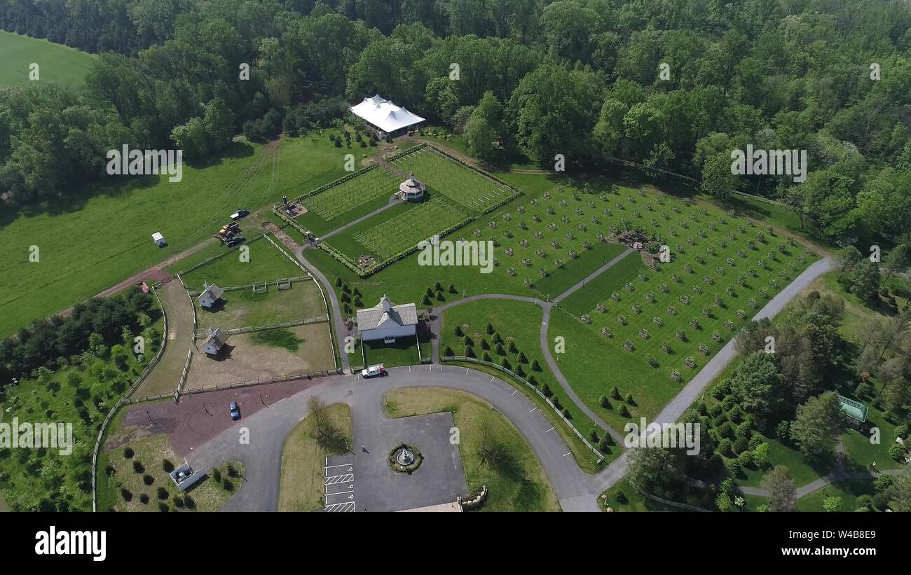 Aerial View of Old Restored Barns on a Spring Day Stock Photo - Alamy