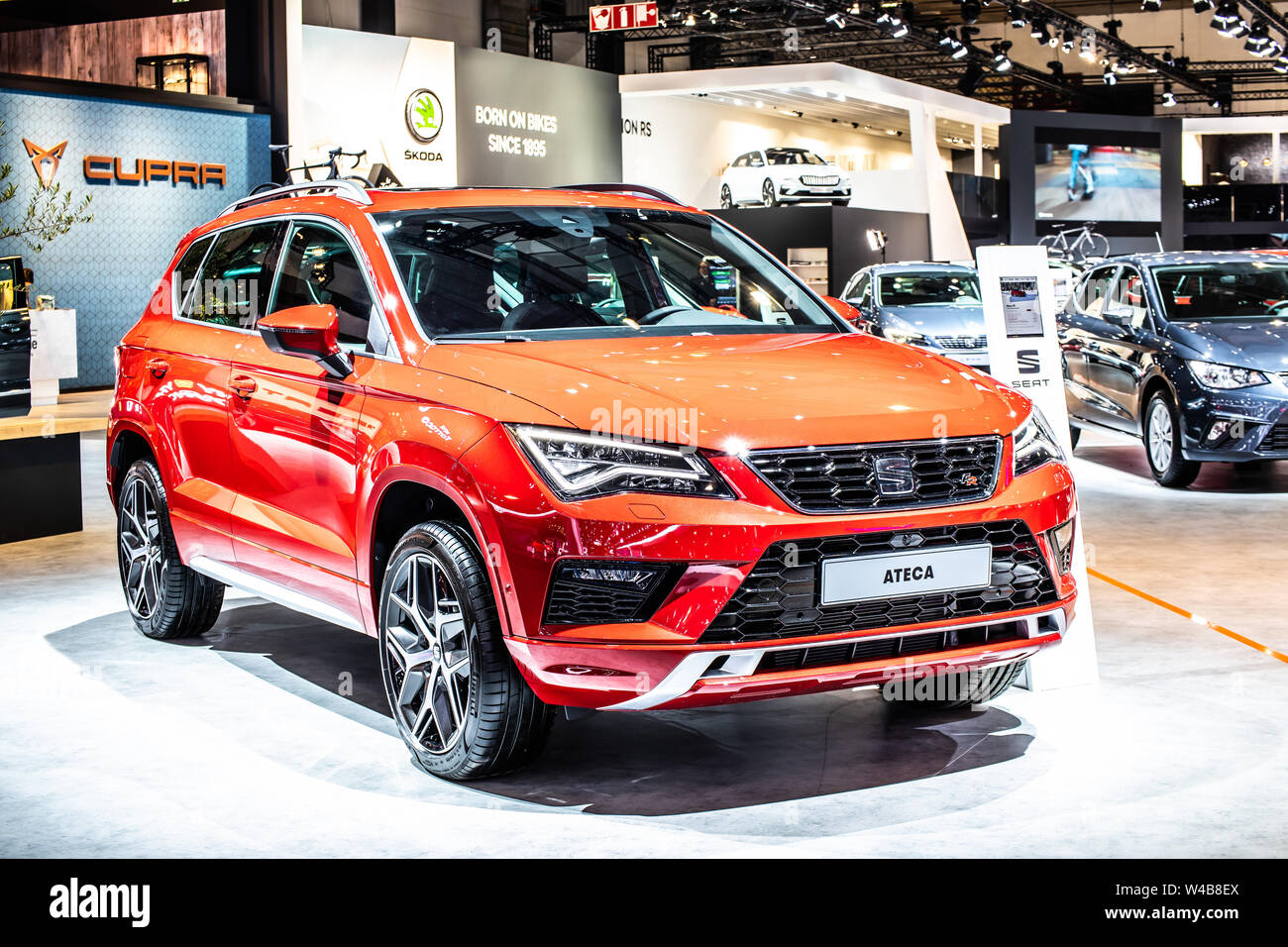 Brussels, Belgium, Jan 2019 red Seat Ateca FR, Brussels Motor Show ...