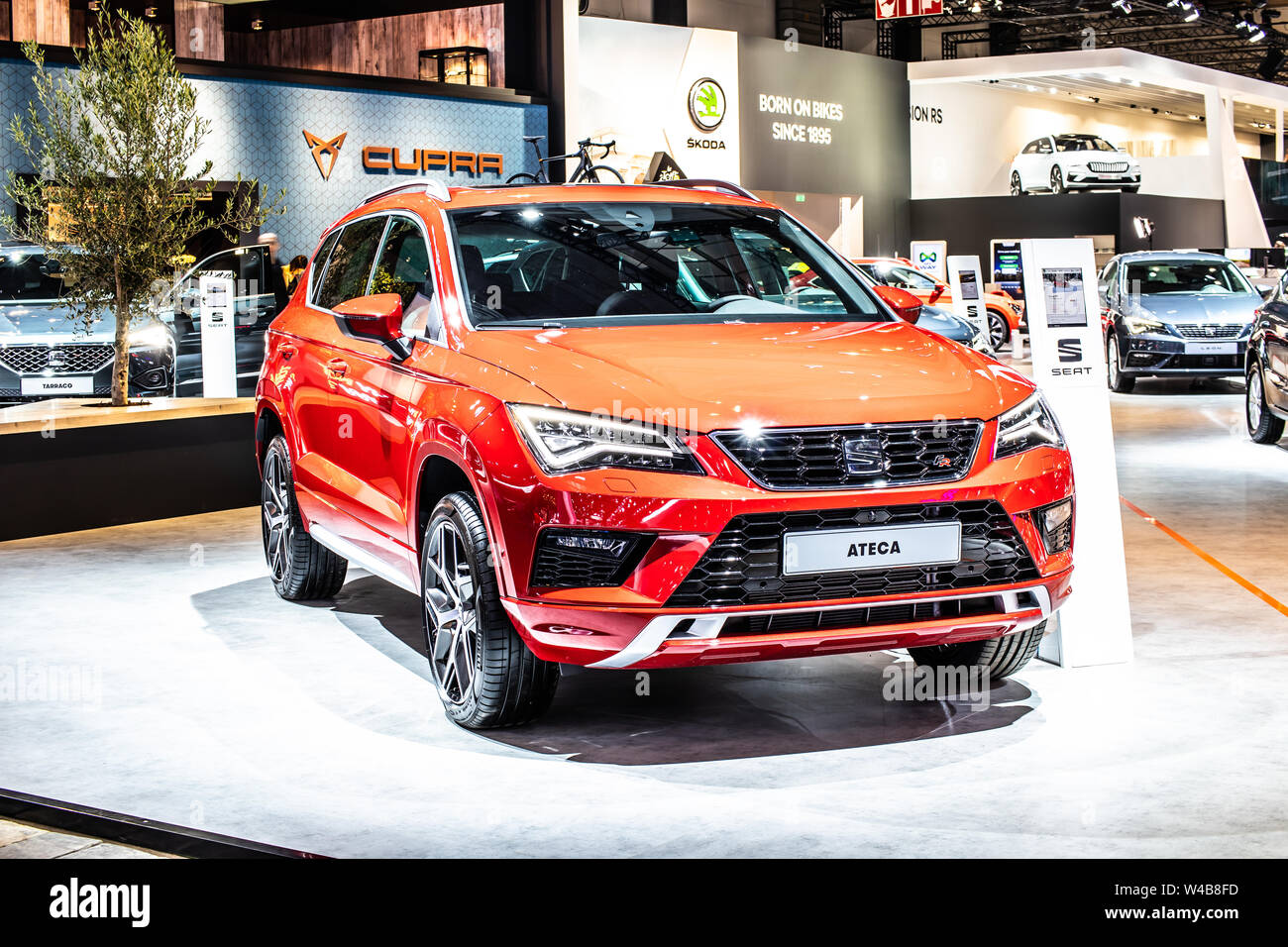 Brussels, Belgium, Jan 2019 red Seat Ateca FR, Brussels Motor Show ...