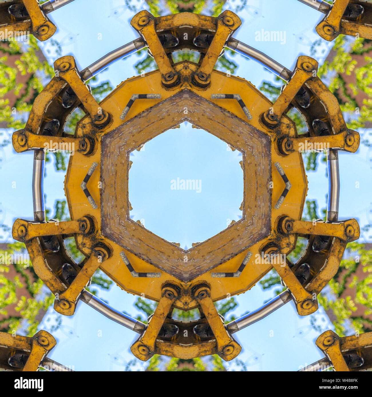 Circular geometric shape made from tractor. Geometric kaleidoscope ...