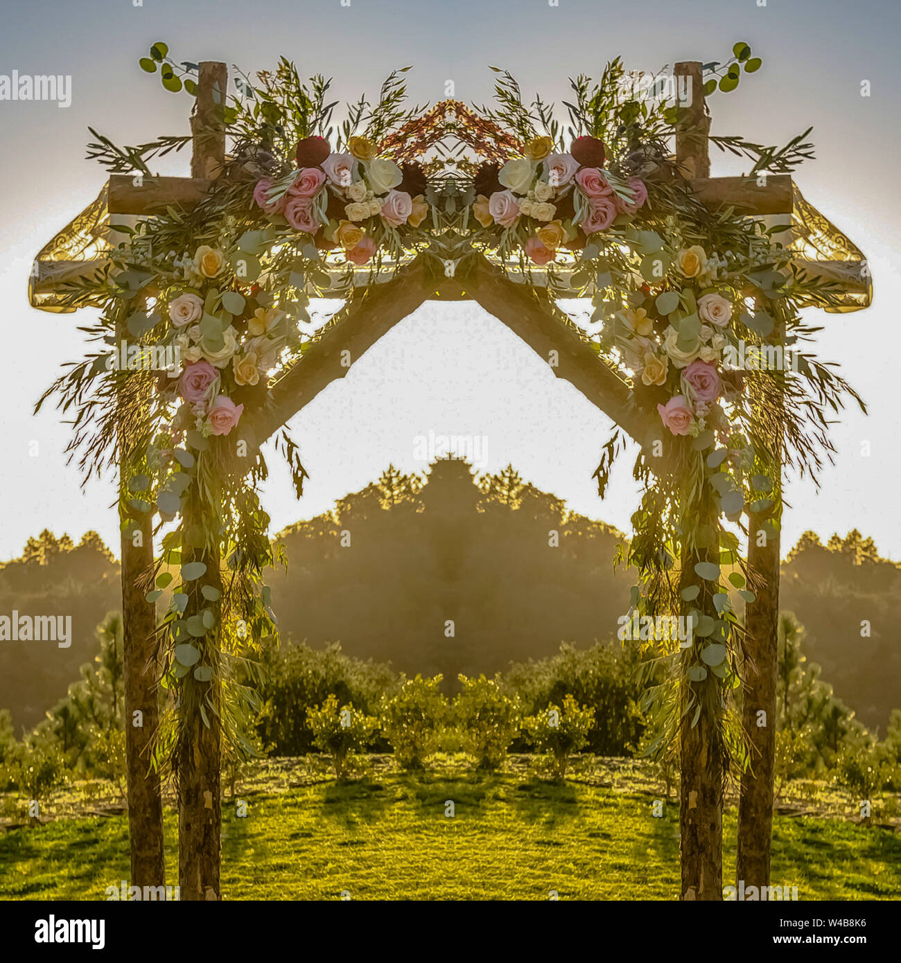 Ceremony. Geometric kaleidoscope pattern on mirrored axis of symmetry ...