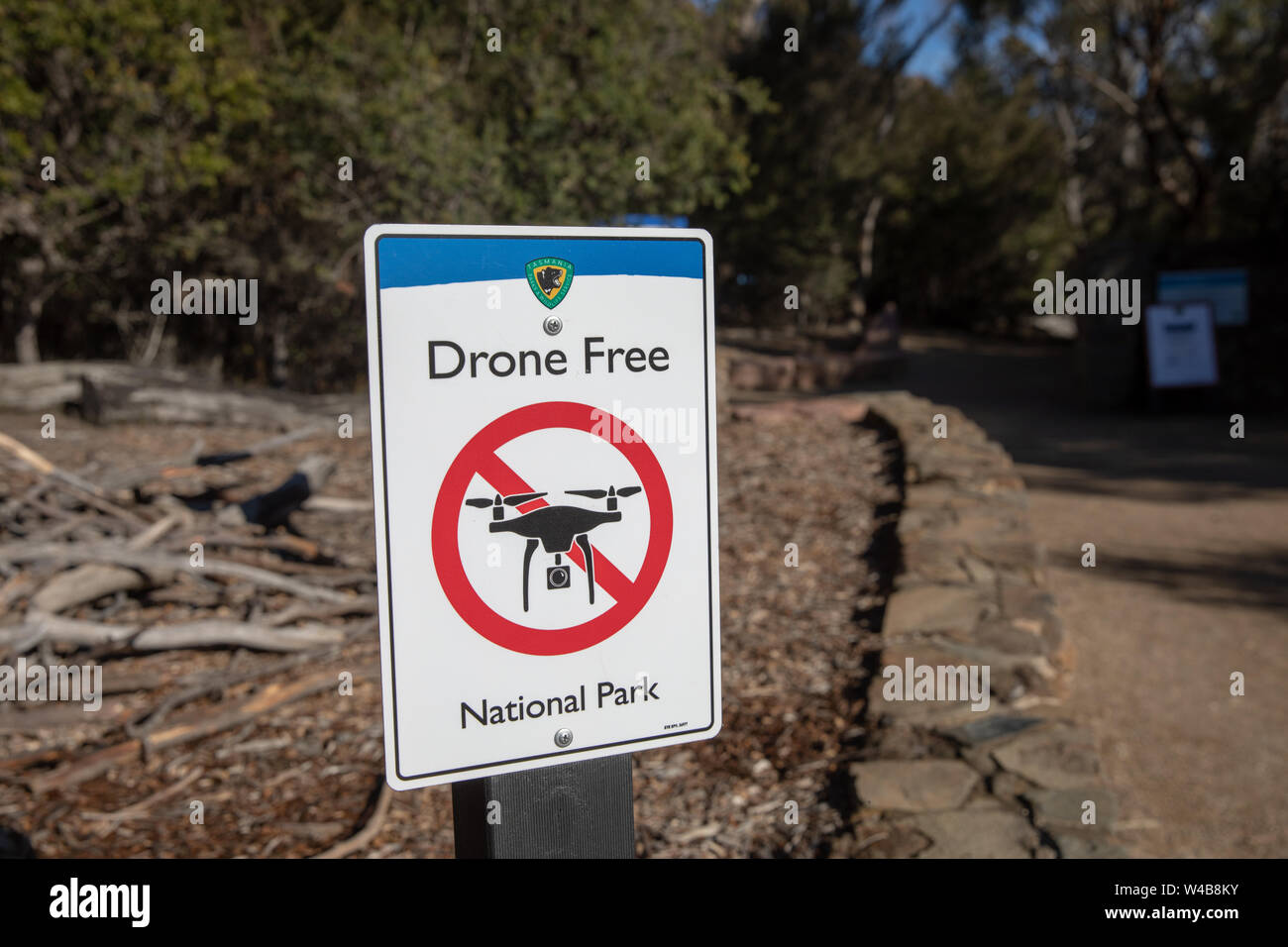 Drone free national park sign at freycinet national park in Tasmania ...