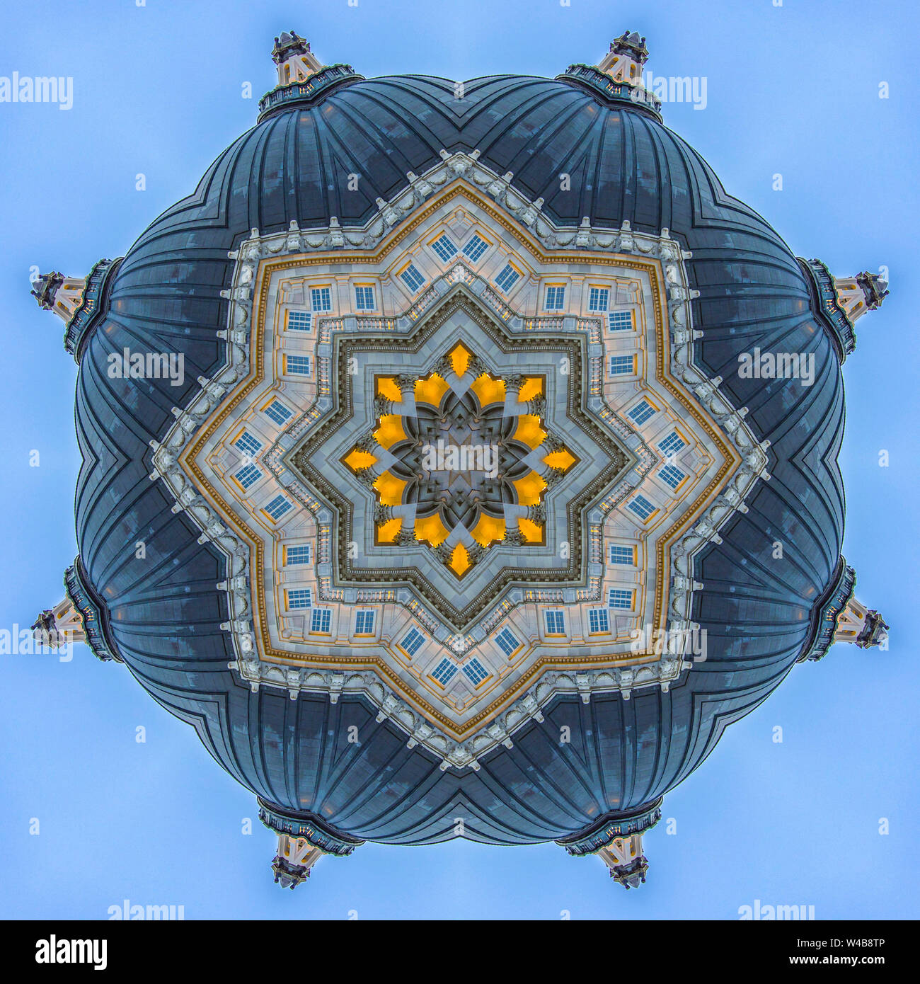 Emblem made with the dome of the capital. Geometric kaleidoscope ...