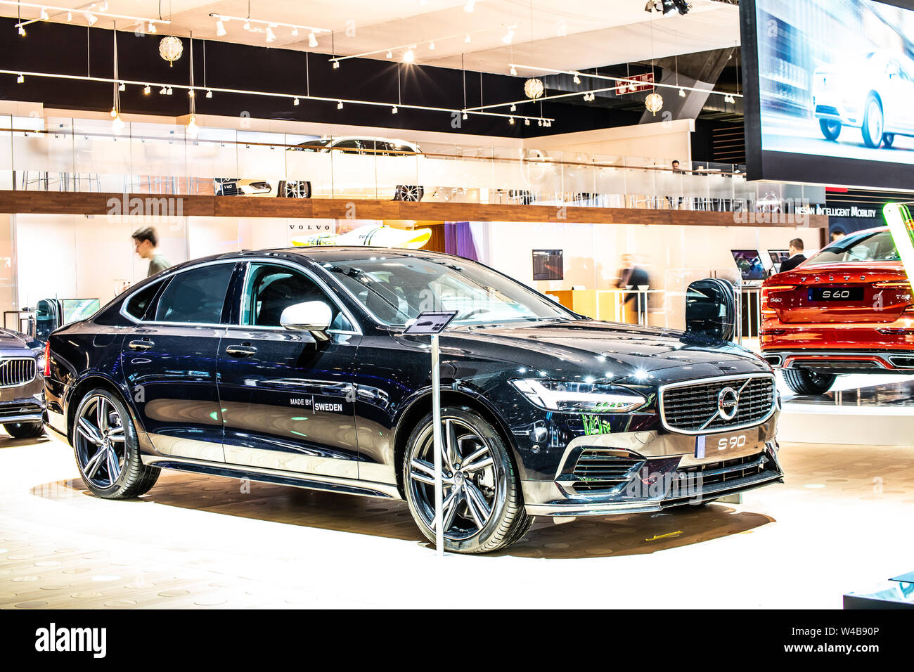 Brussels, Belgium, Jan 2019: Volvo S90 T8 limousine at Brussels Motor ...