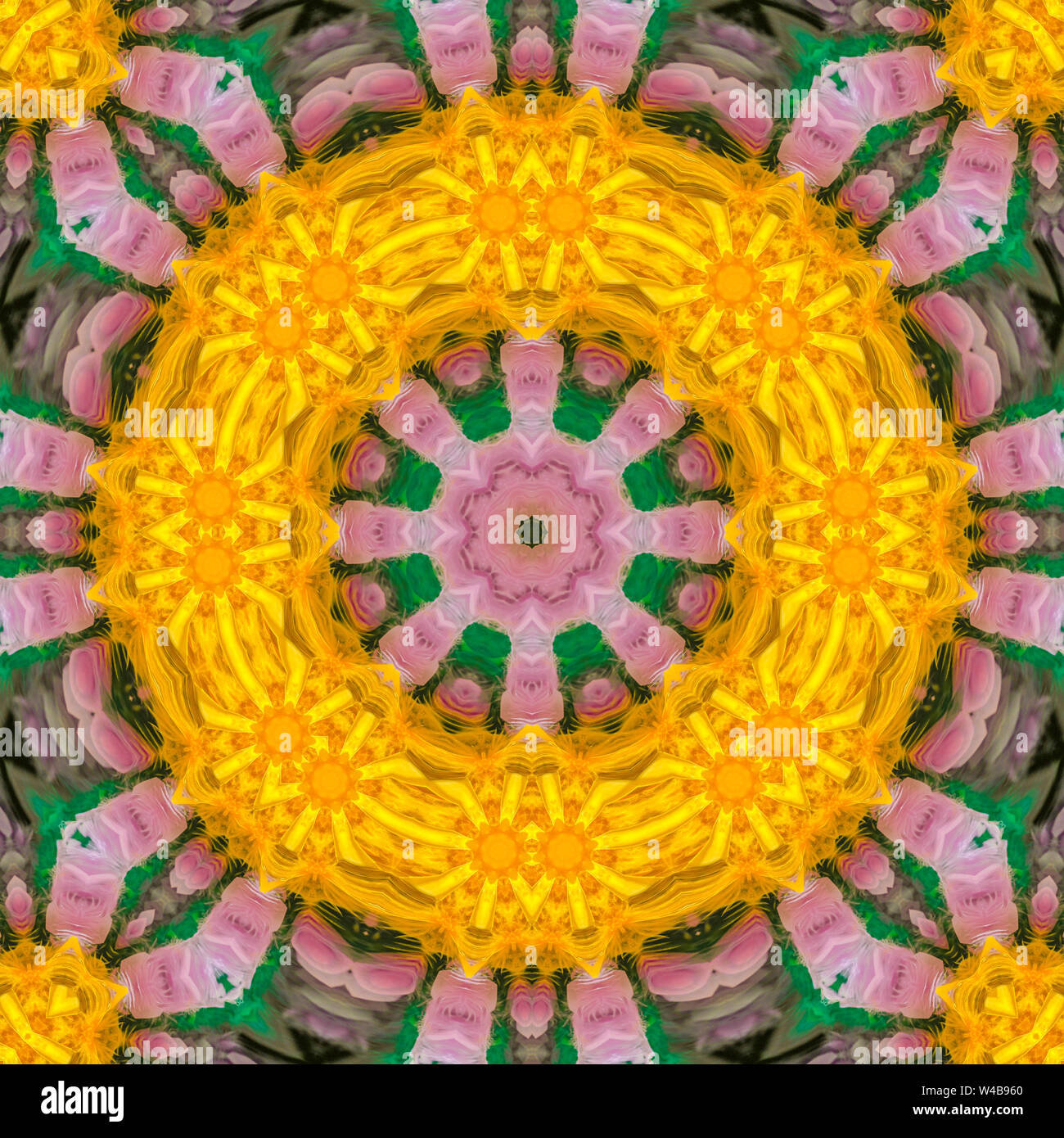Feathers made into a circle shape with points. Geometric kaleidoscope ...