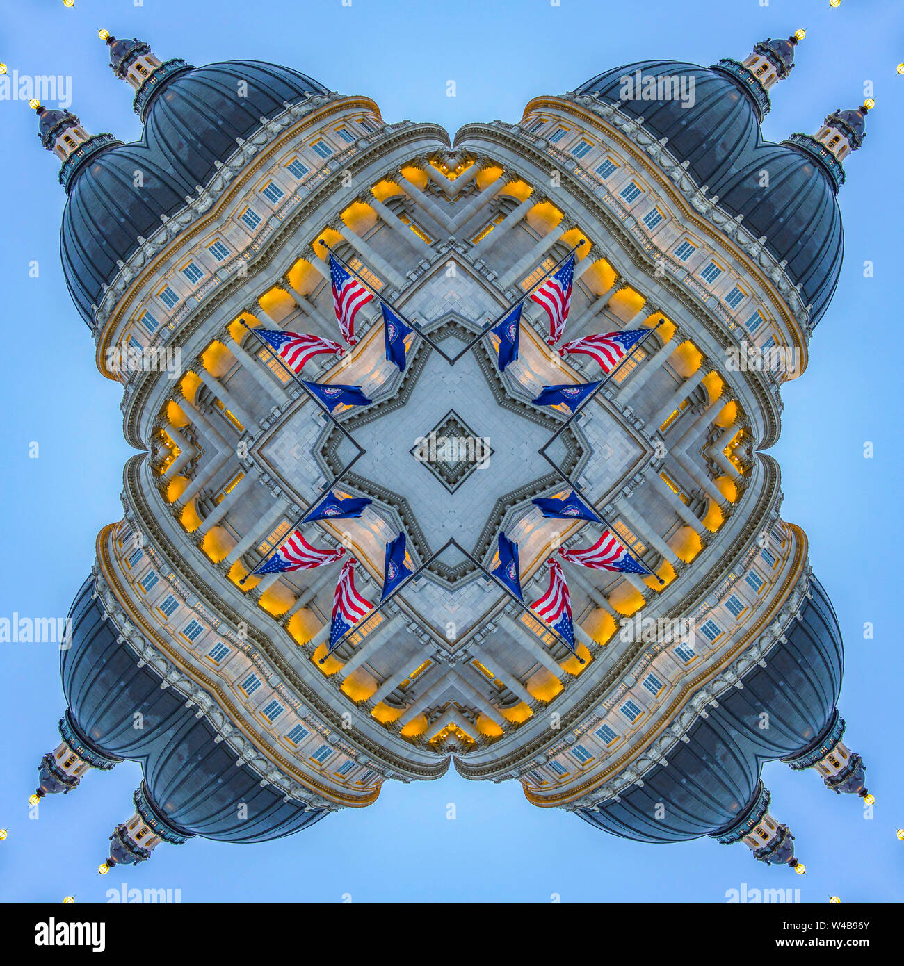 Rounded shape made with the dome of the capital. Geometric kaleidoscope ...