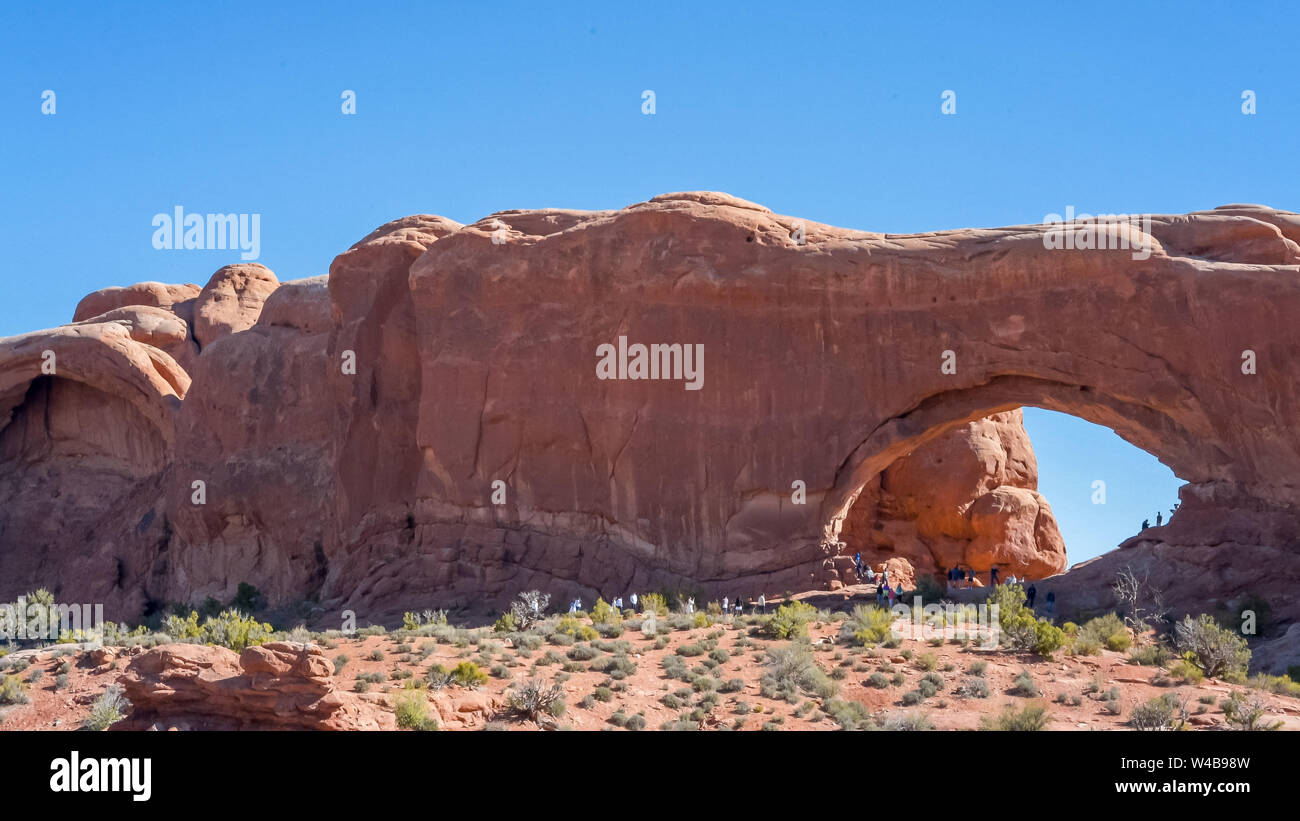 north window arch at arches np, utah Stock Photo - Alamy