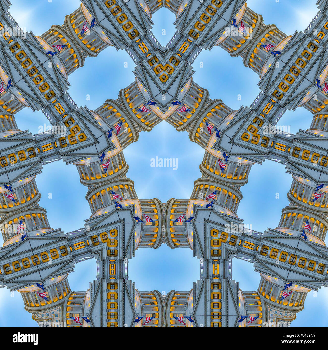 Grid with the Utah State Capital Building. Geometric kaleidoscope ...
