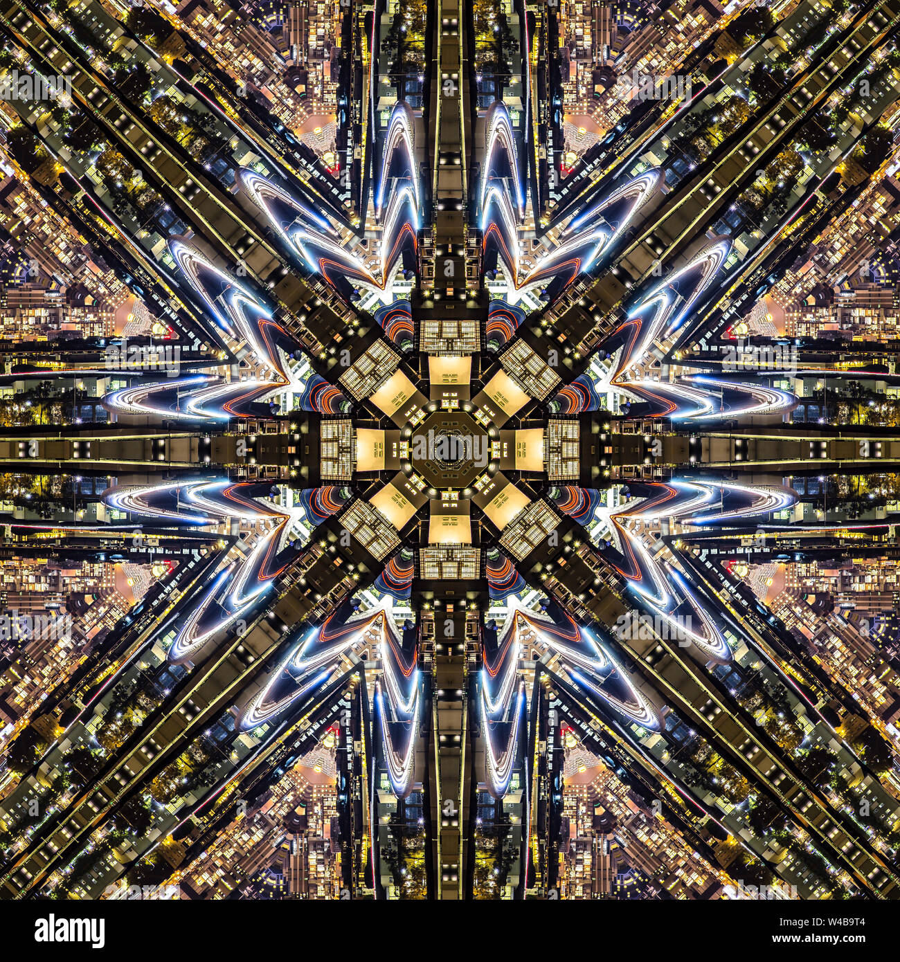 San Francisco city turned into other shapes. Geometric kaleidoscope ...