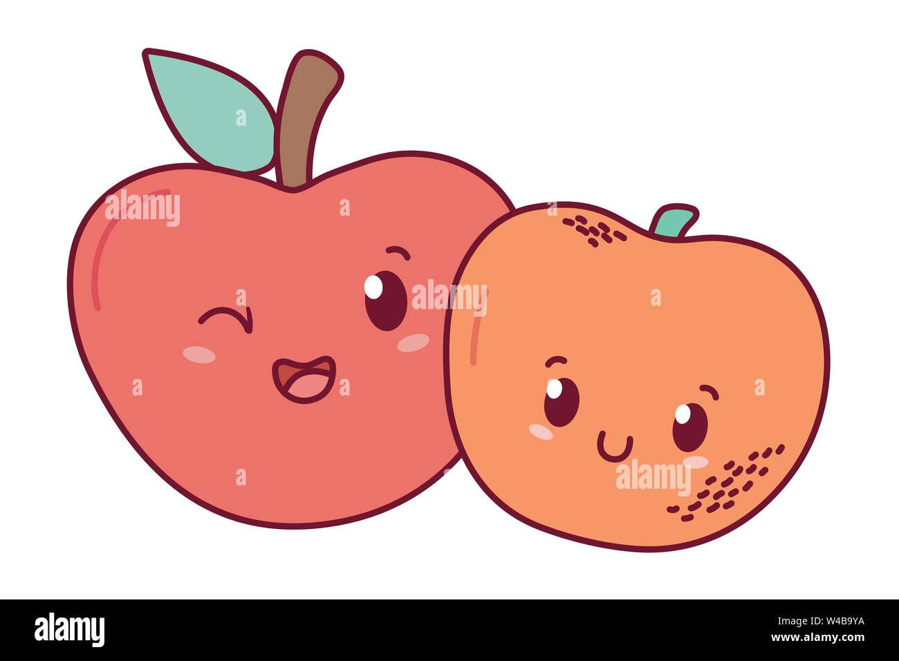 delicious tasty sweet fruits apples cartoon vector illustration graphic ...
