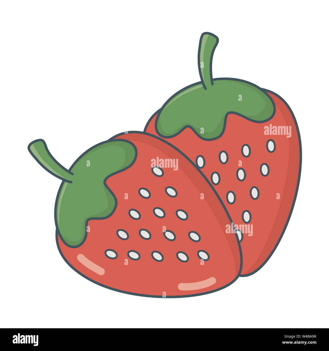 delicious tasty healthy fresh fruits strawberries cartoon vector ...
