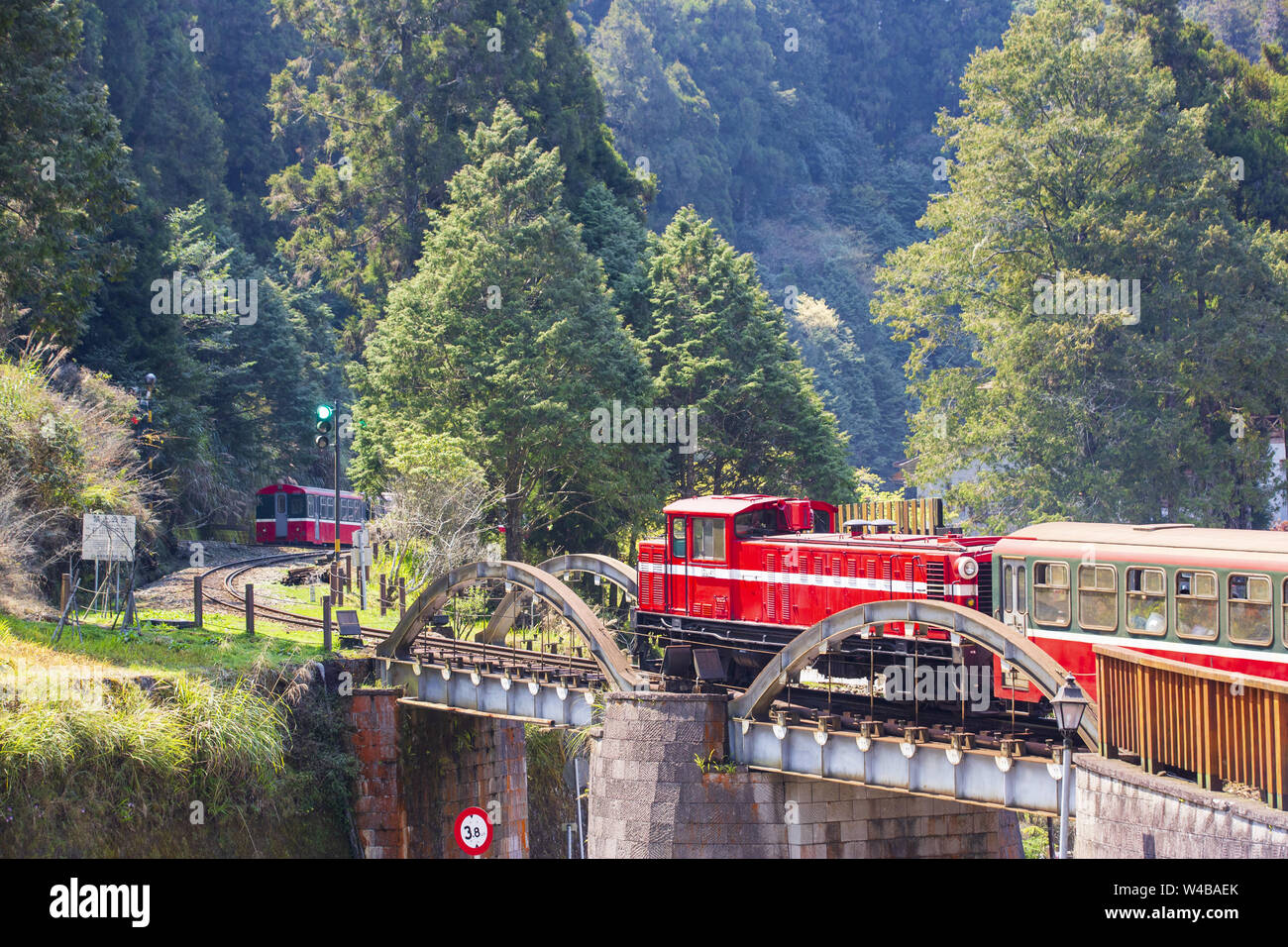 Train in Alishan National Scenic Area Stock Photo - Alamy