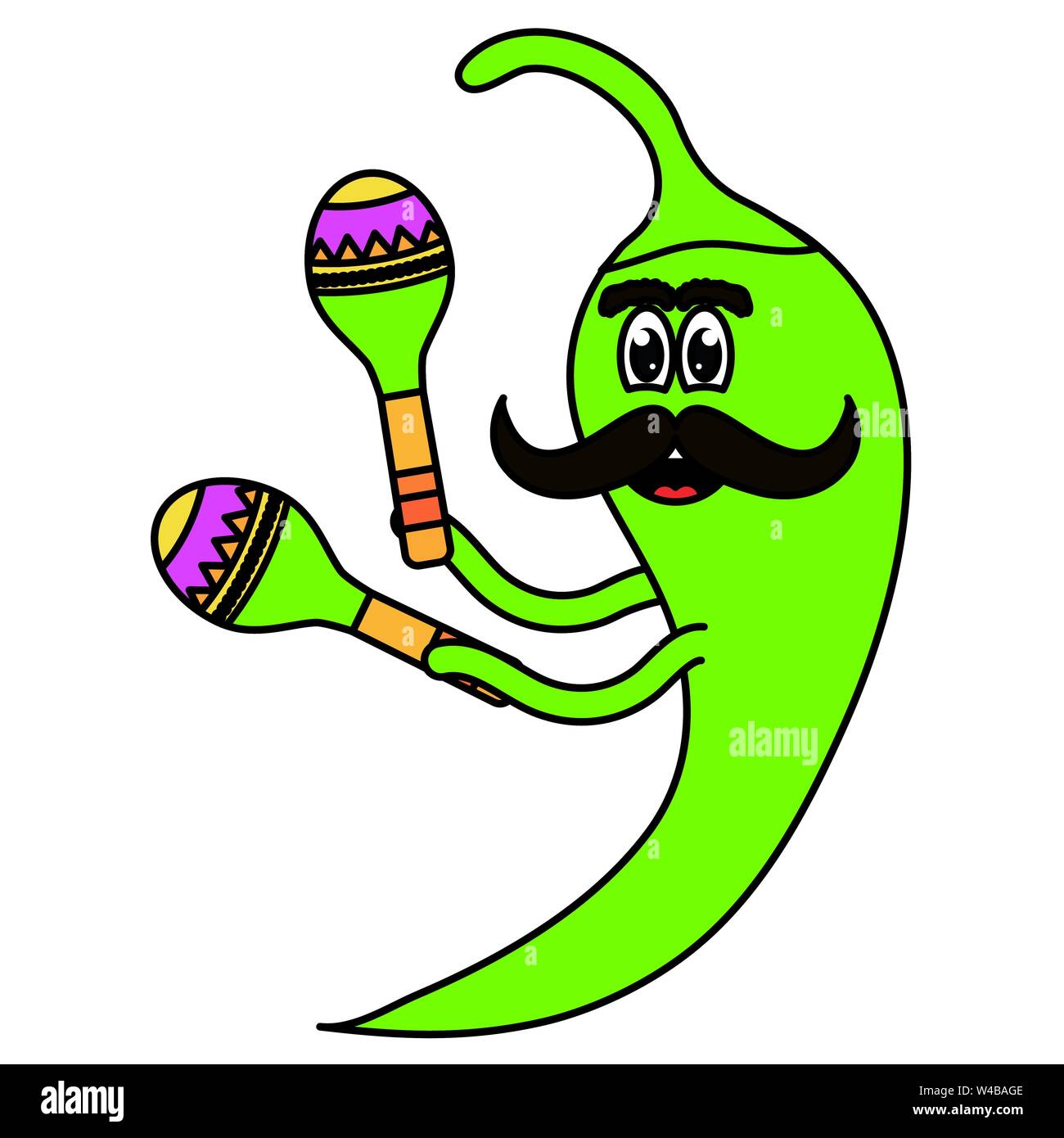 chilli pepper with maracas comic character vector illustration design ...