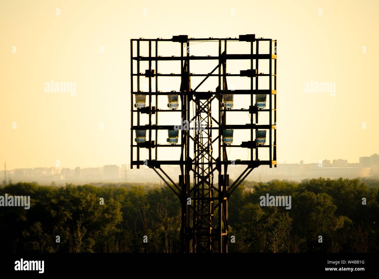 stadium huge spotlight stand outdoor with big lights Stock Photo - Alamy