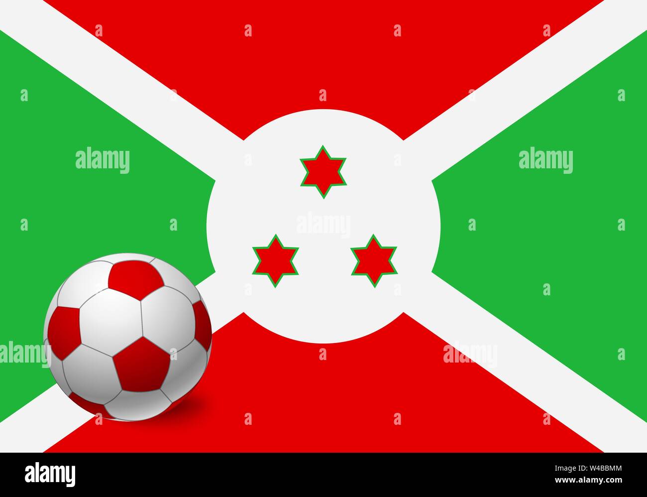Burundi flag and soccer ball. National football background. Soccer ball ...