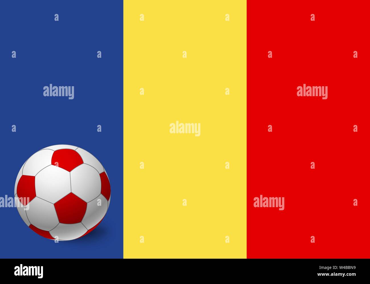 Chad flag and soccer ball. National football background. Soccer ball ...