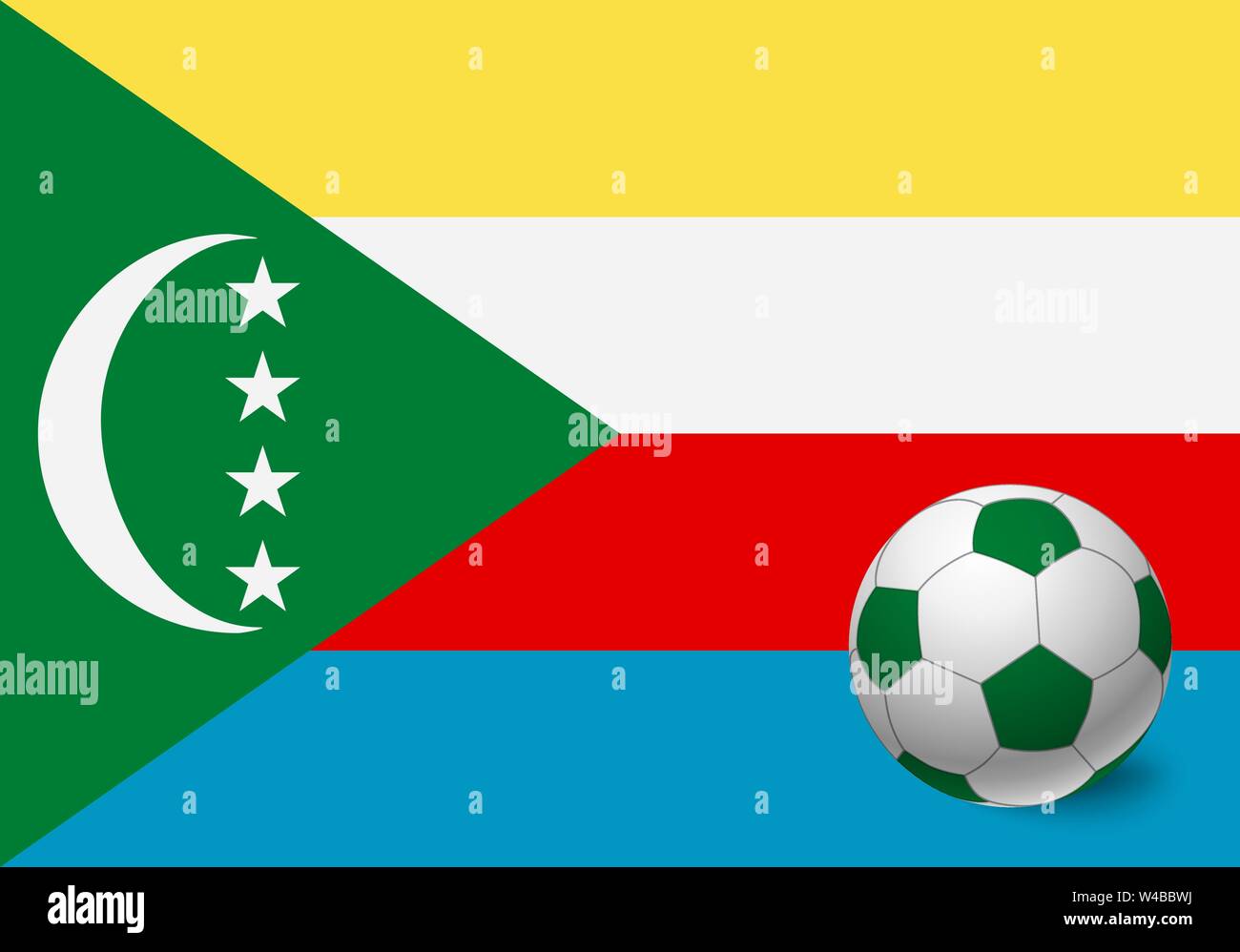 Comoros flag and soccer ball. National football background. Soccer ball ...