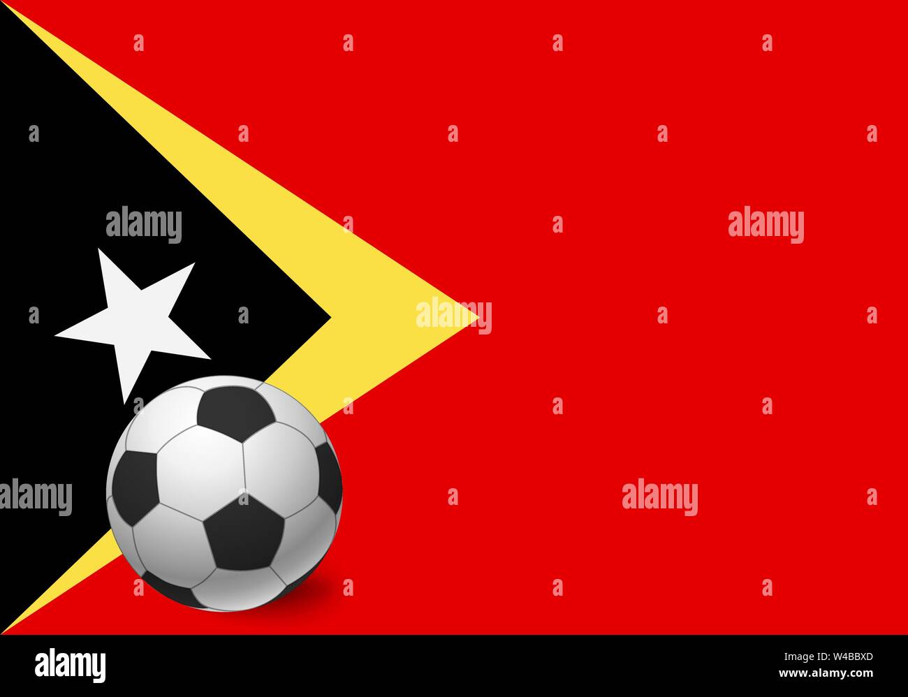 East Timor flag and soccer ball. National football background. Soccer ...