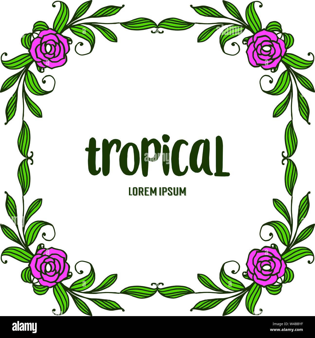 Template texture tropical with natural green leafy floral frame. Vector ...
