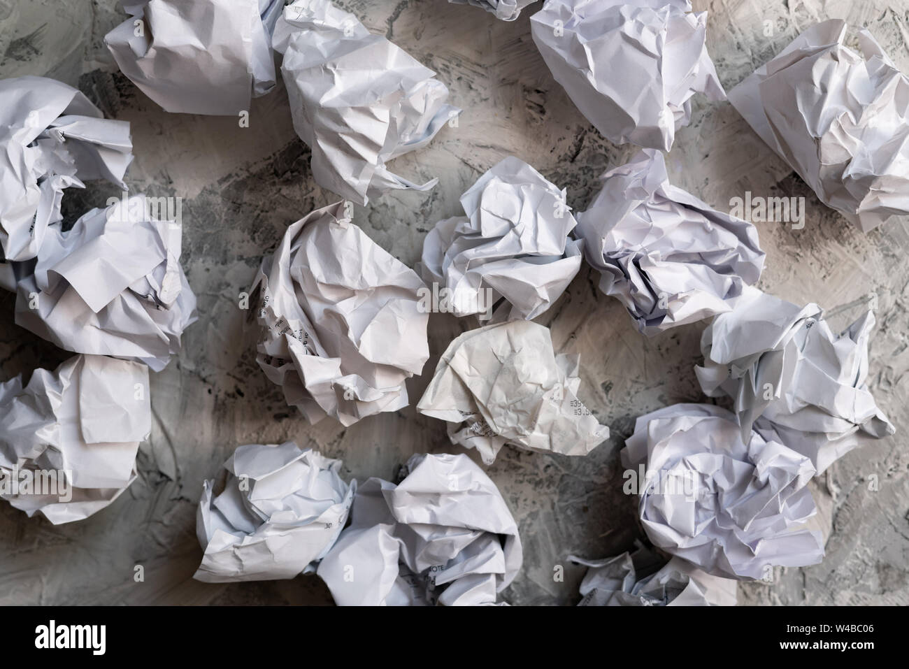 some white paper balls on the table in office, mess in the mind Stock ...