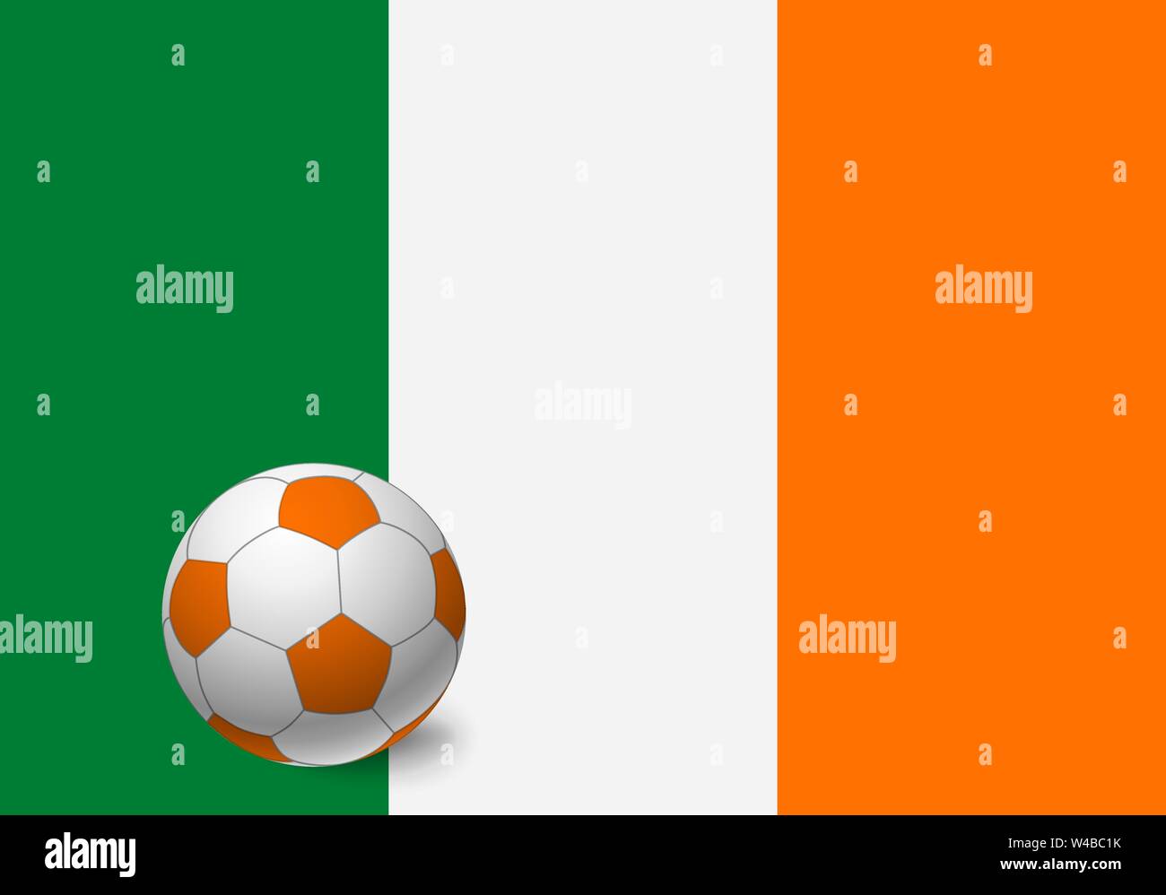 Ireland flag and soccer ball. National football background. Soccer ball ...