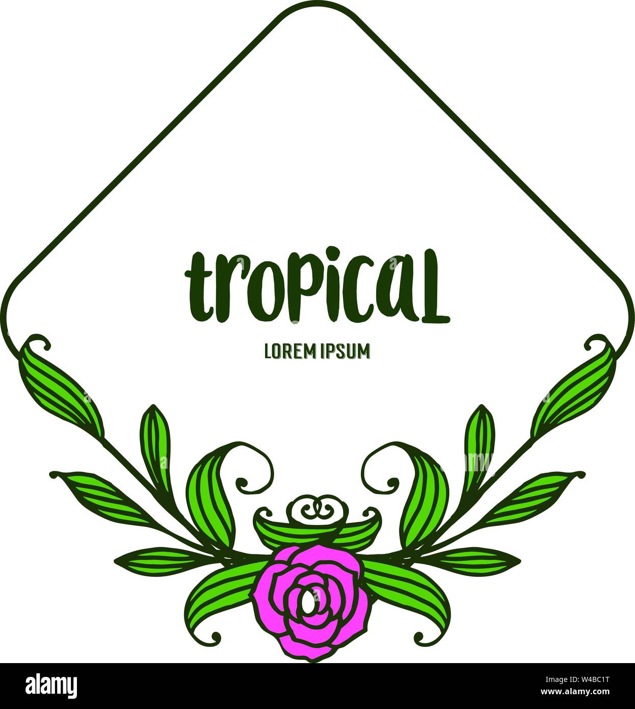 Template texture tropical with natural green leafy floral frame. Vector ...