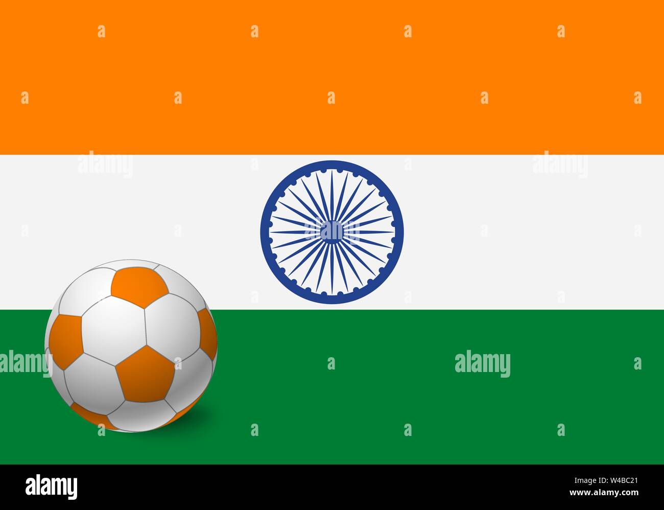 India flag and soccer ball. National football background. Soccer ball ...