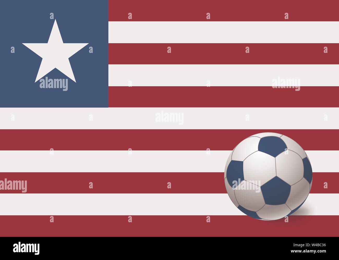 Liberia flag and soccer ball. National football background. Soccer ball ...