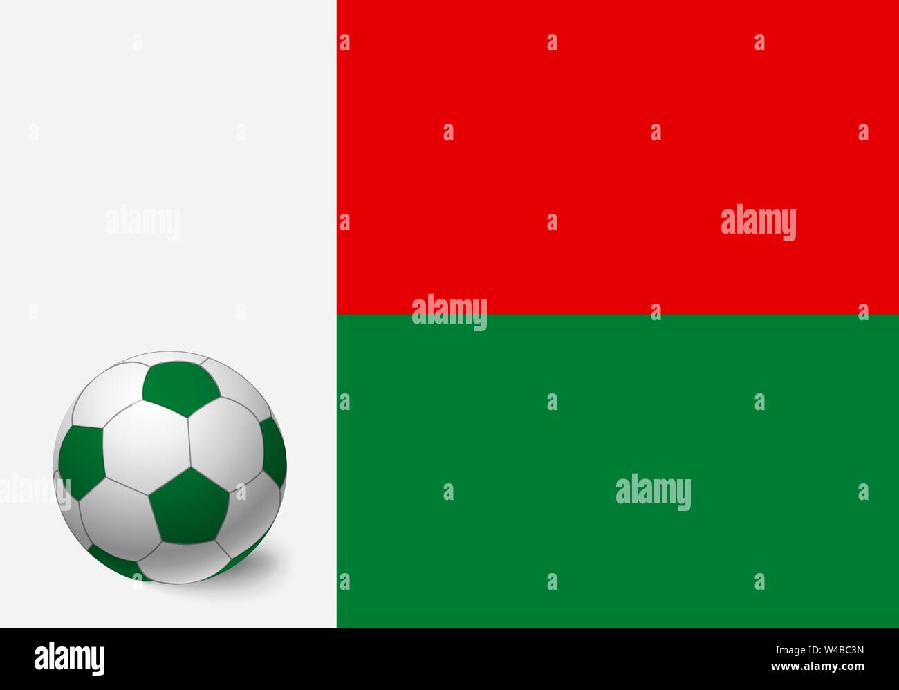Madagascar flag and soccer ball. National football background. Soccer ...