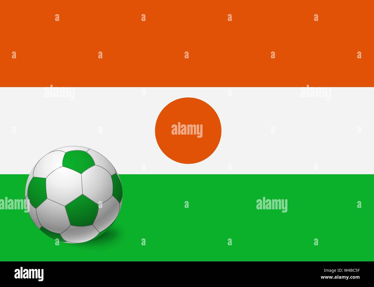 Niger flag and soccer ball. National football background. Soccer ball ...