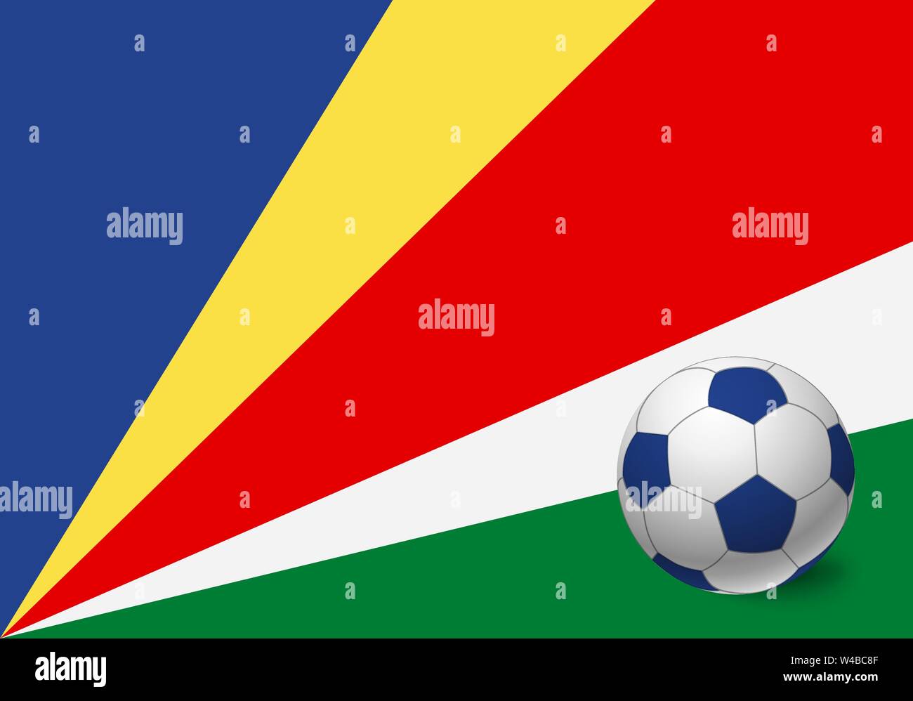 Seychelles flag and soccer ball. National football background. Soccer ...