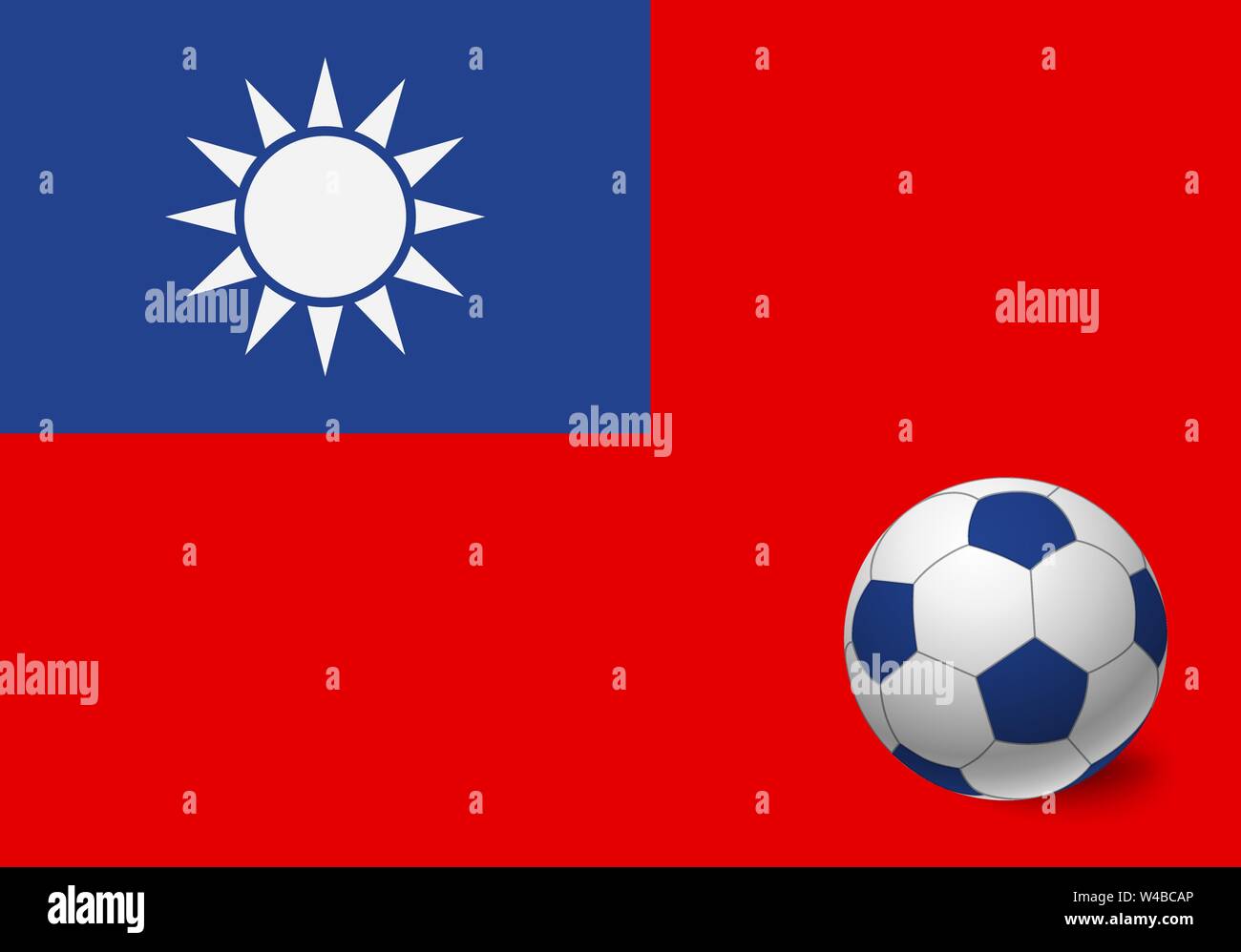 Taiwan flag and soccer ball. National football background. Soccer ball ...