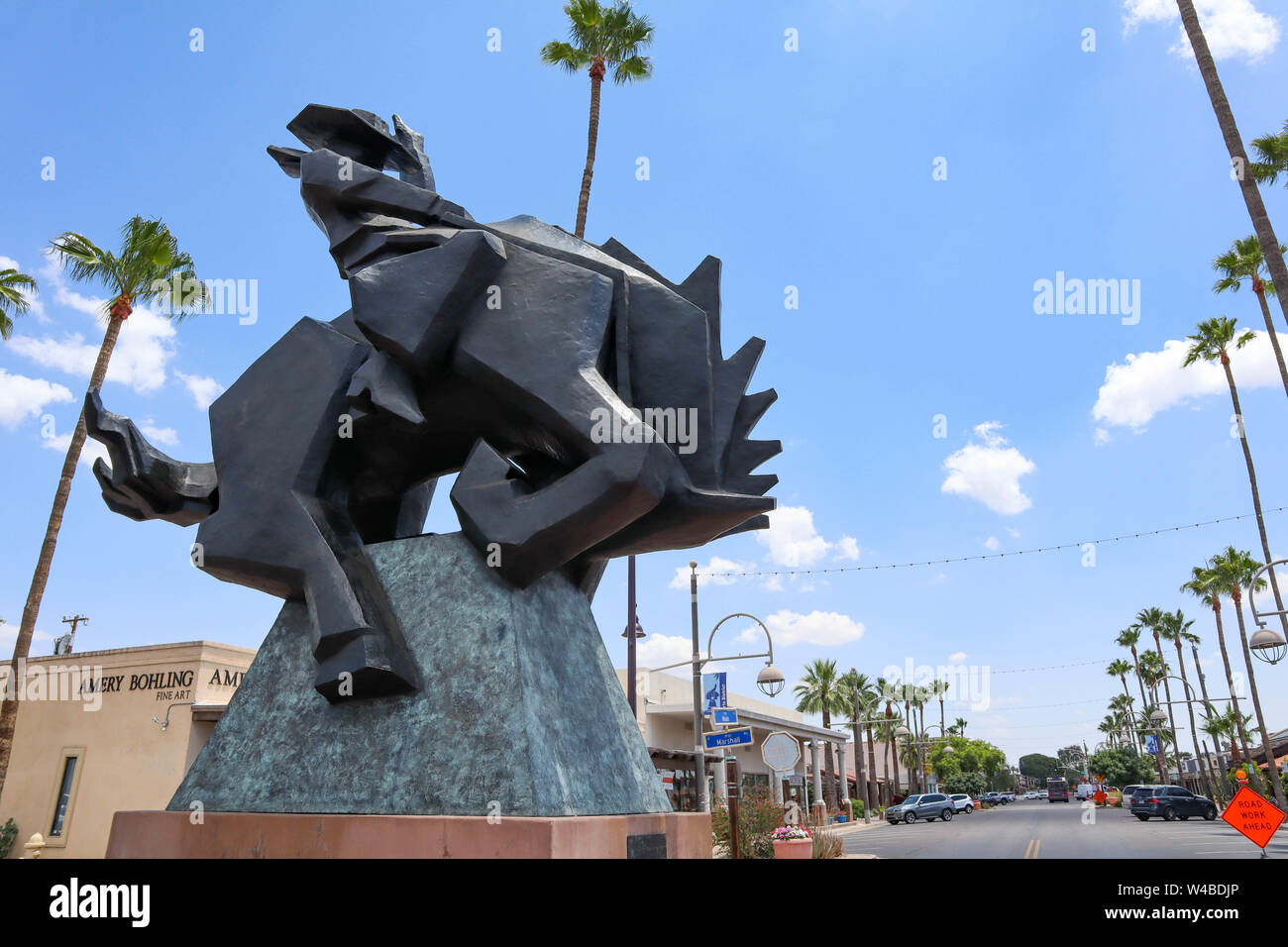Scottsdale, Arizona / USA June 2, 2019: Cowboy Statue In Old Town Stock ...