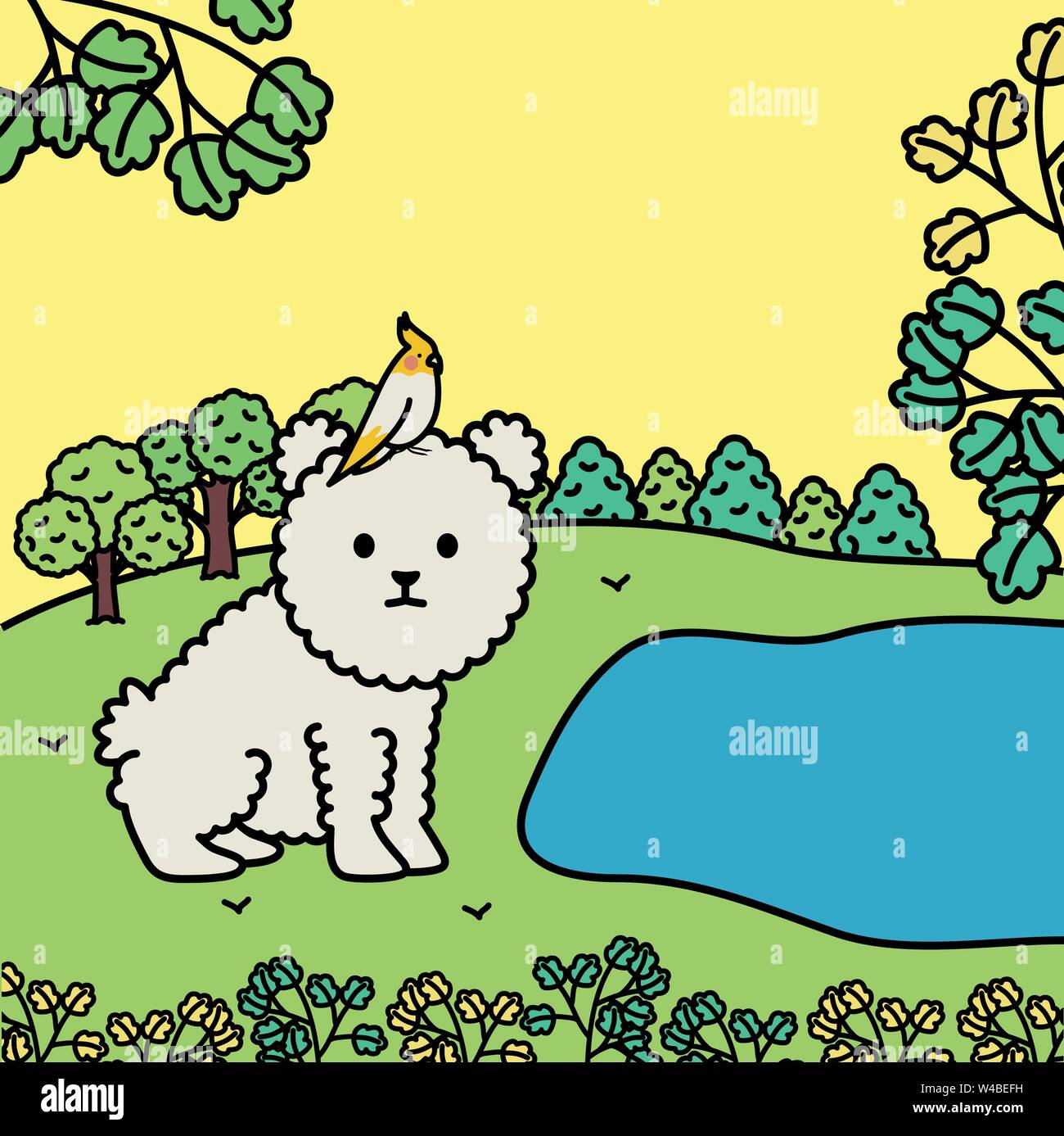 Small lake in park Stock Vector Images - Alamy