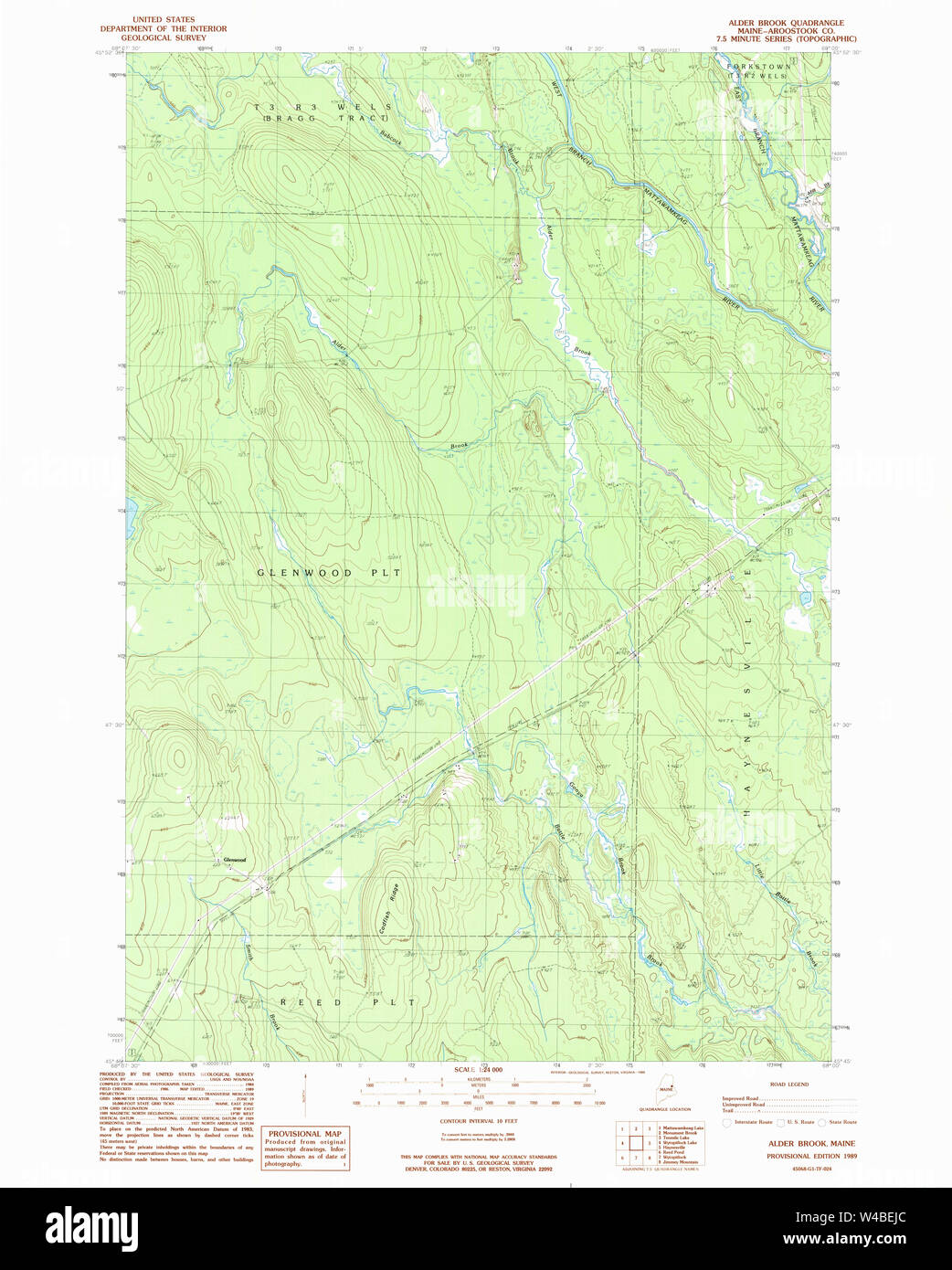 Maine USGS Historical Map Alder Brook 104862 1989 24000 Restoration ...