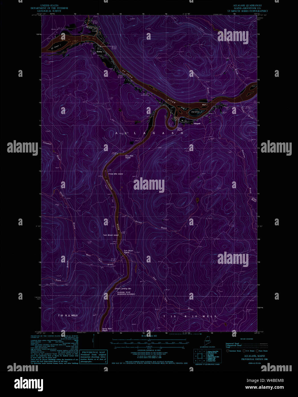 Maine USGS Historical Map Allagash 104867 1986 24000 Inversion ...