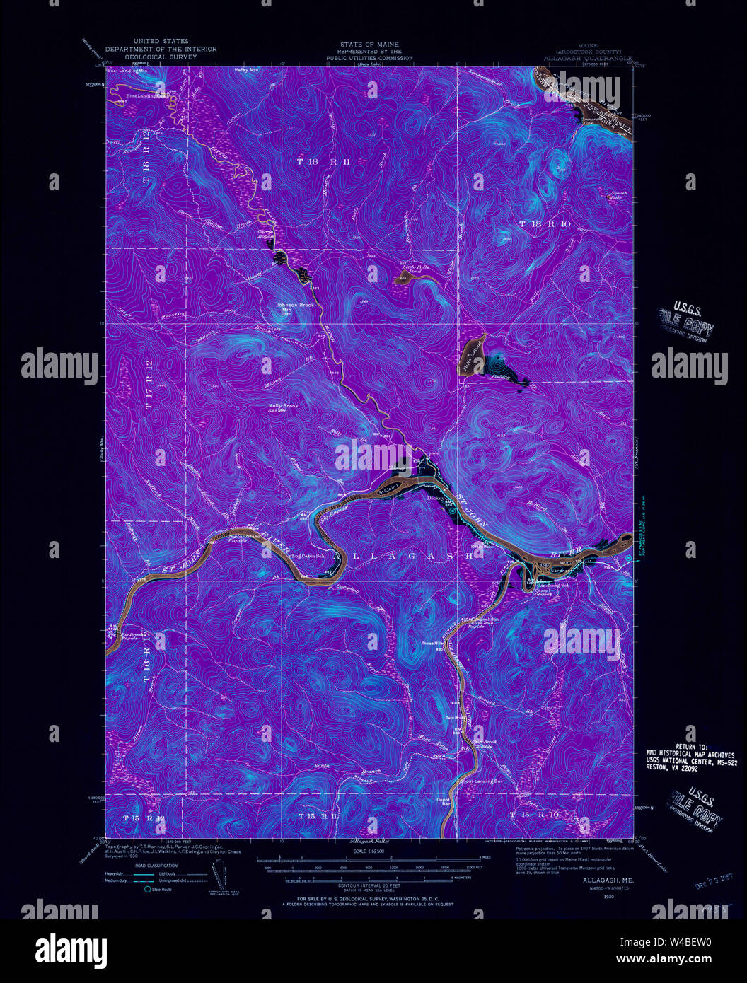 Maine USGS Historical Map Allagash 460075 1930 62500 Inversion ...