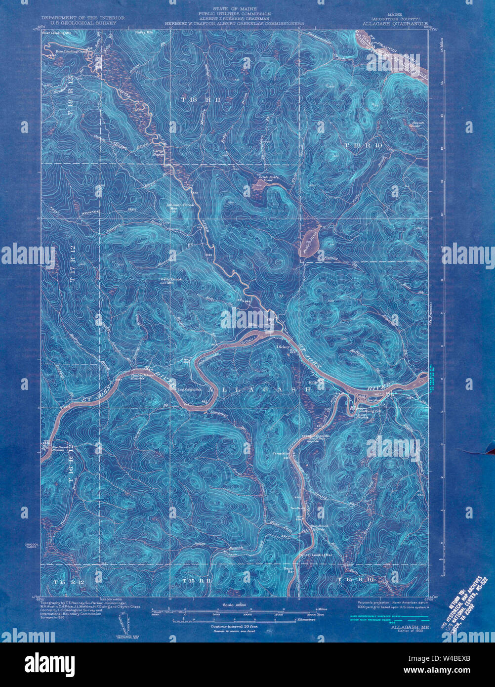 Maine USGS Historical Map Allagash 807343 1933 62500 Inversion ...