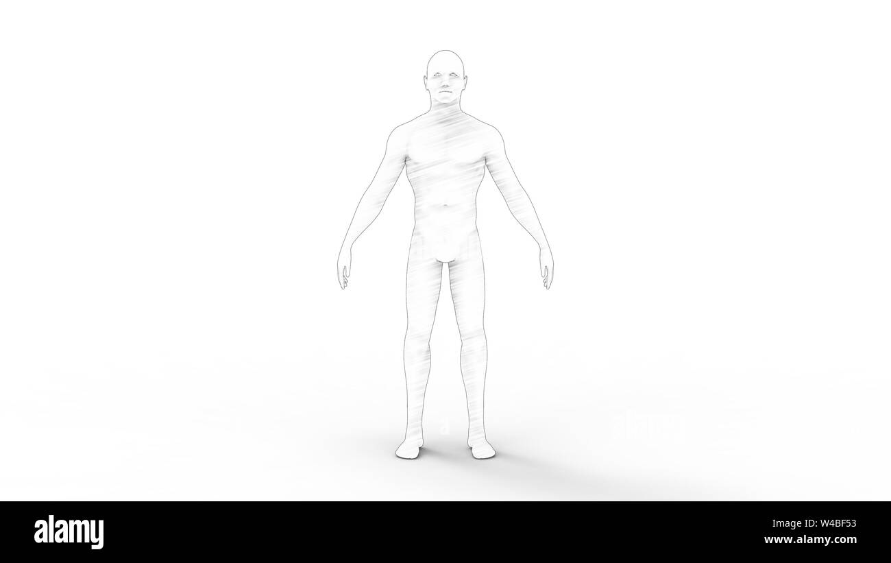 3d rendering of a standing male cad model person isolated in white ...