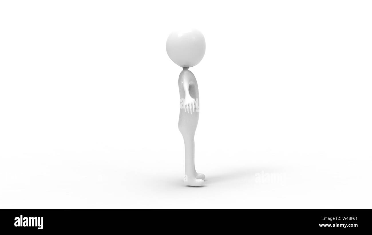 3d rendering of a standing stick figure isolated in white studio ...