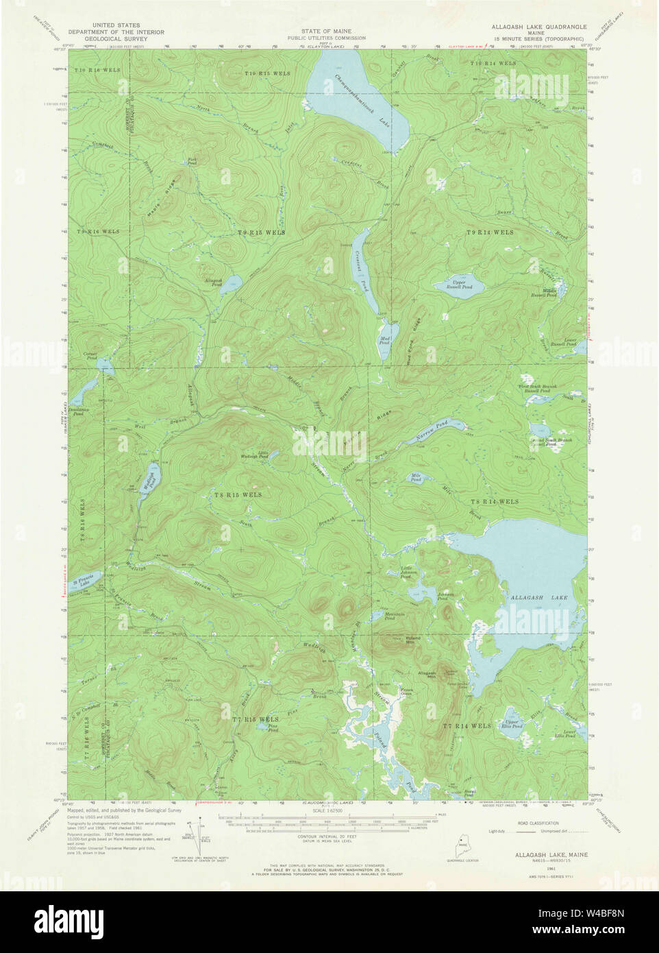 Maine USGS Historical Map Allagash Lake 306434 1961 62500 Restoration ...